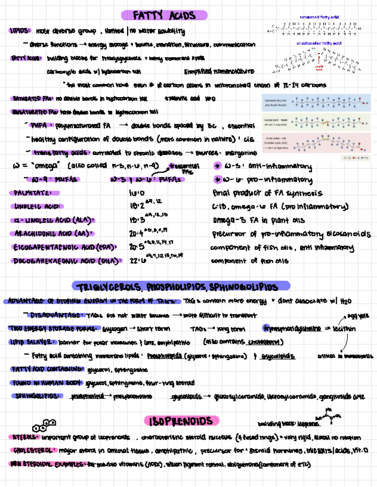 Biochemistry Notes: Lipids, Eicosanoids & Energy Storage (BIO 101 ...