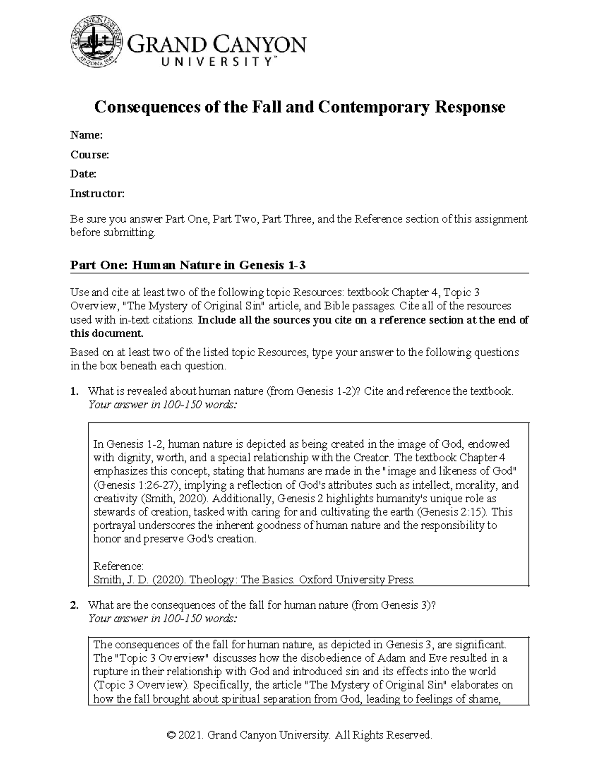 CWV 101 301 RS T3 Consequences of the Fall & Contemporary Responses ...