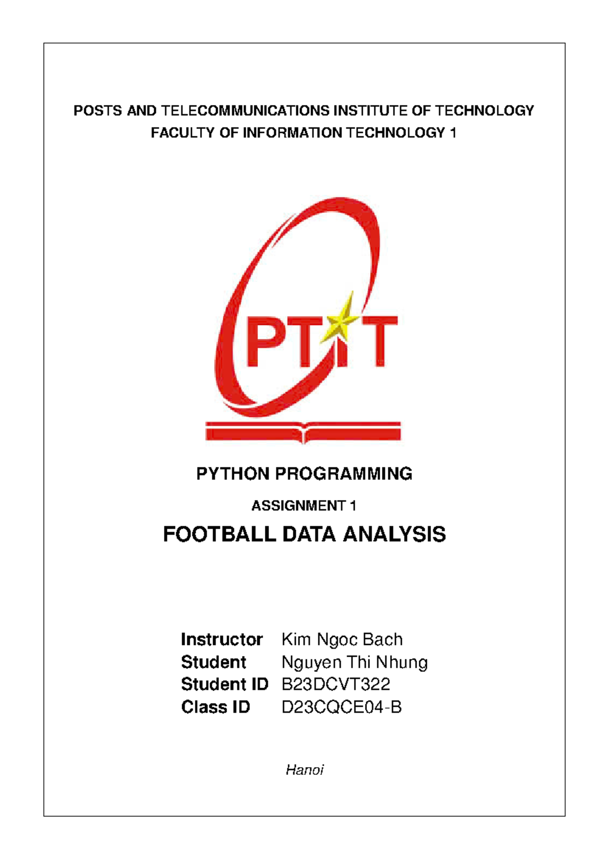 Python Programming Assignment 1: Football Data Analysis (B23DCVT322) - Studocu