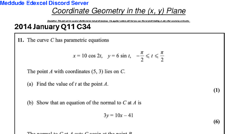 Edexcel P4 Coordinate Geometry: 2014-2024 Exam Questions - Studocu