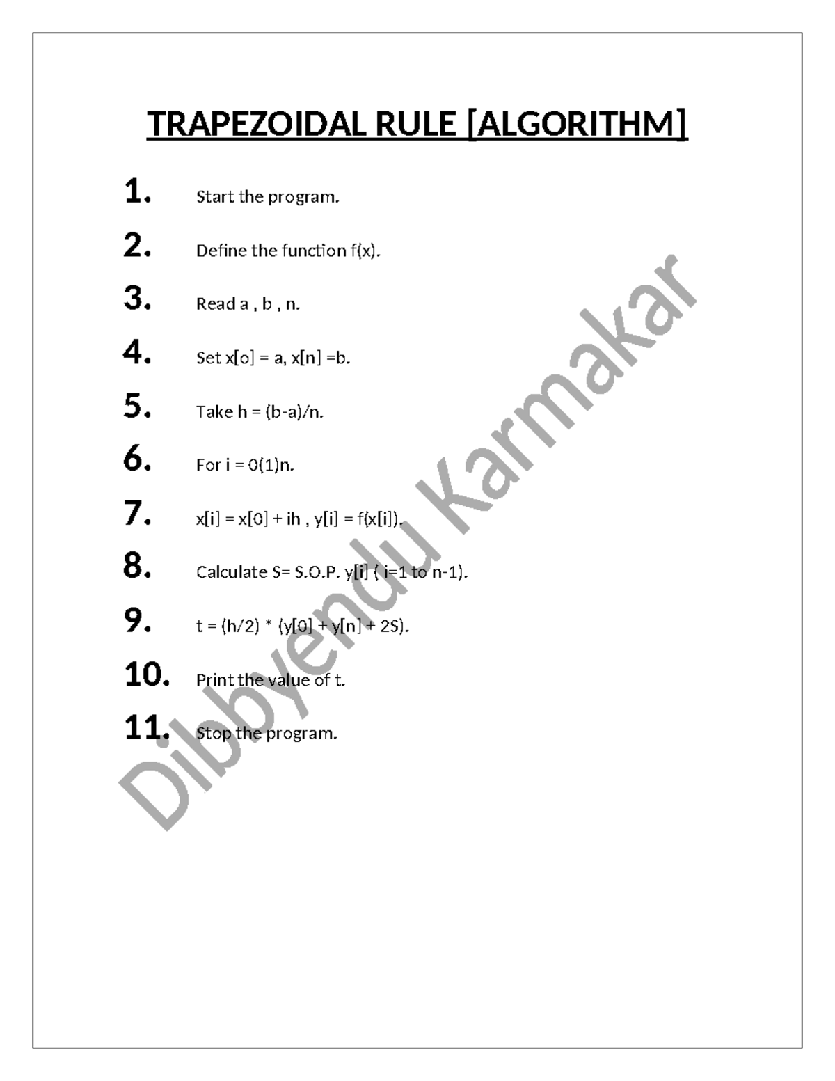 Trapezoidal RULE algo1 - computer sceience and technology - TRAPEZOIDAL ...