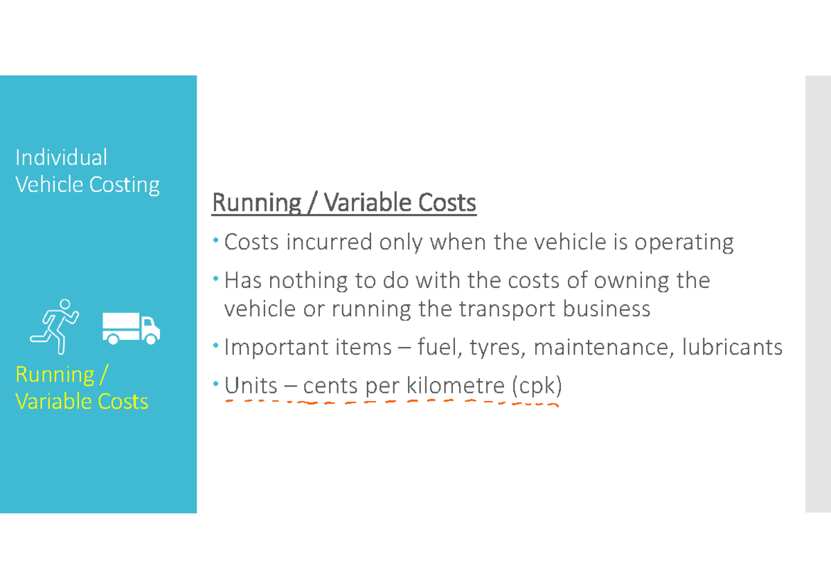 Individual Vehicle Costing: Analyzing Variable & Running Costs - Studocu