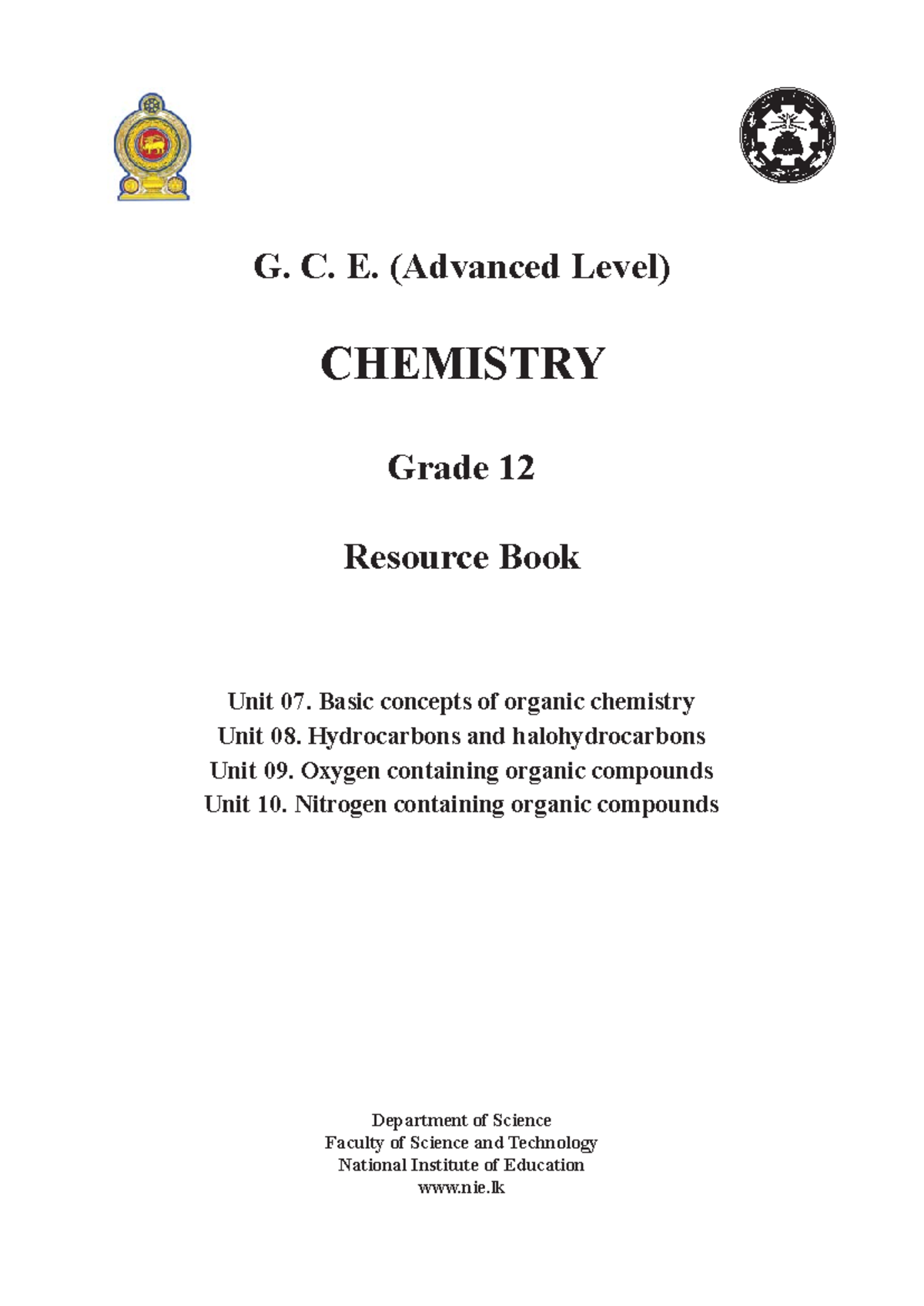 G.C.E. (A/L) Chemistry: Unit 7 - Organic Chemistry Concepts and Basics ...