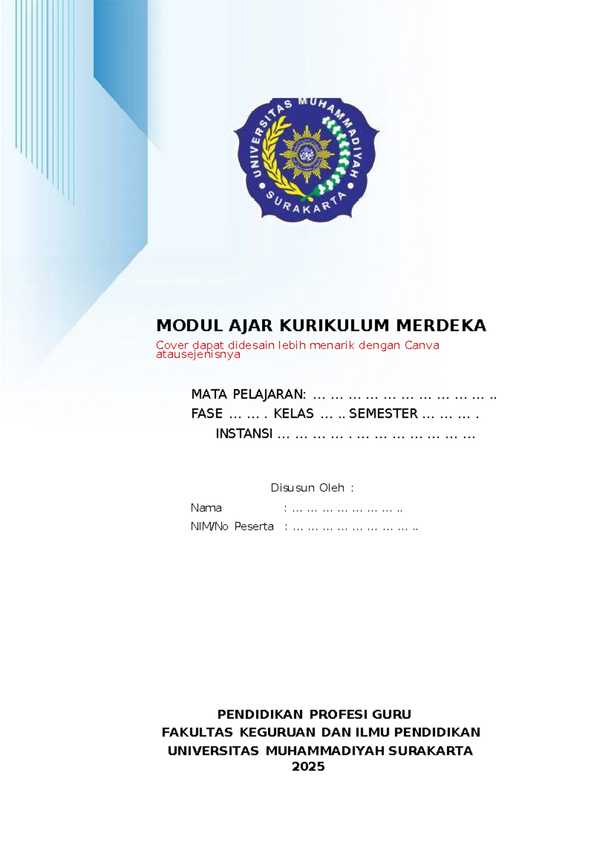 Template Modul Ajar Kurikulum Merdeka PPG UMS 2025 - Studocu