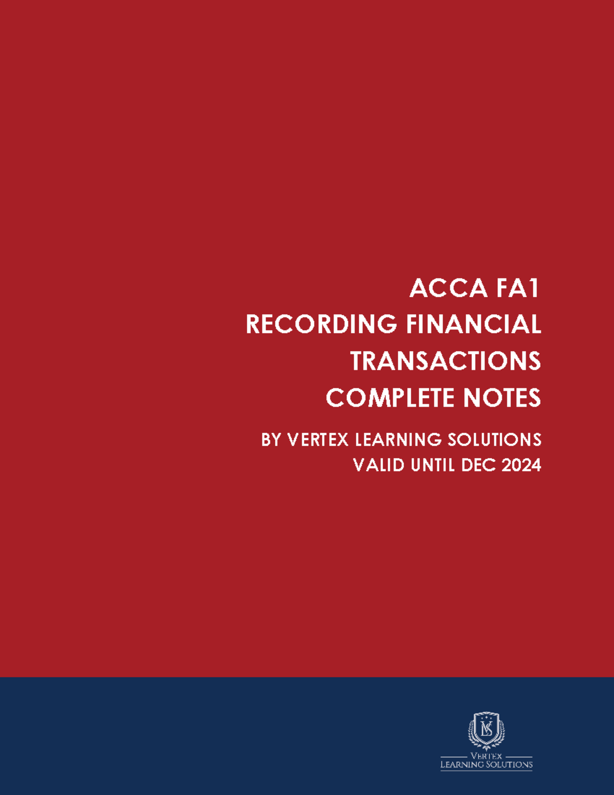 ACCA FA1 Complete Notes on Recording Financial Transactions - Studocu