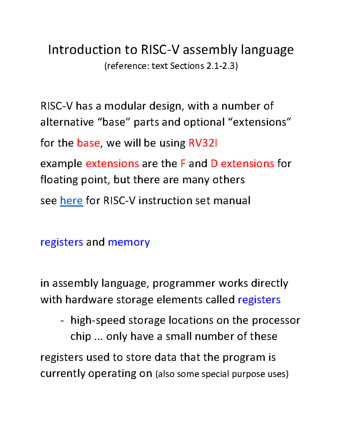 CMPT215: Intro to Assembly Language - Modular Design & RV32I - Studocu