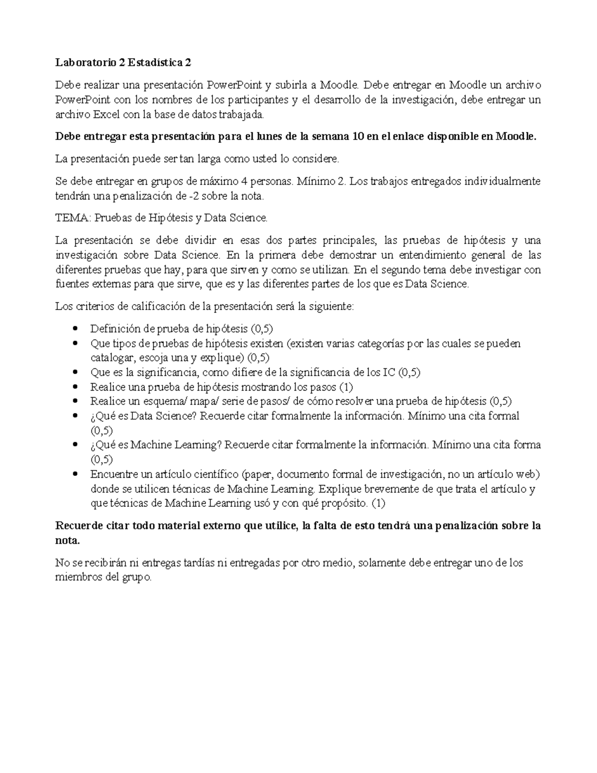 Laboratorio 2 E2: Pruebas de Hipótesis y Data Science Presentación ...