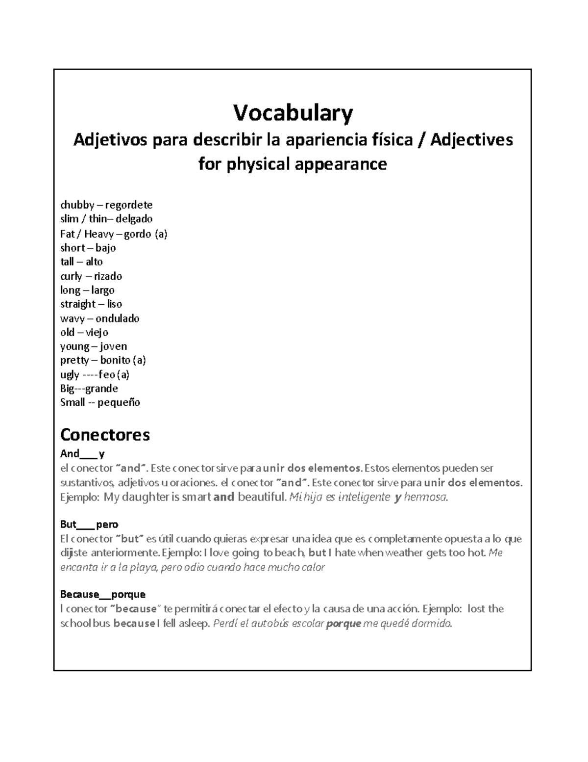 GUIA # 1 Grado 4º Segundo Periodo-2-5 - Vocabulary Adjetivos para ...