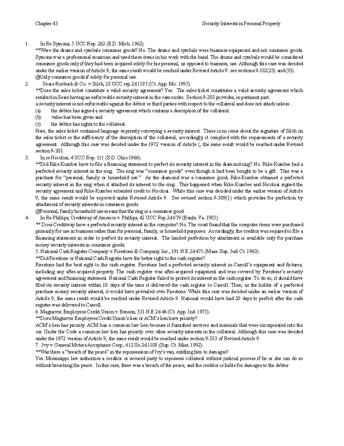 Case Study: Security Interests in Personal Property - Chapter 43 ...