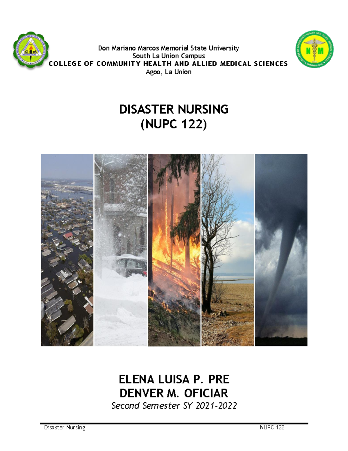 NUPC 122 - Disaster Nursing Module 6 Lecture Notes on Management - Studocu