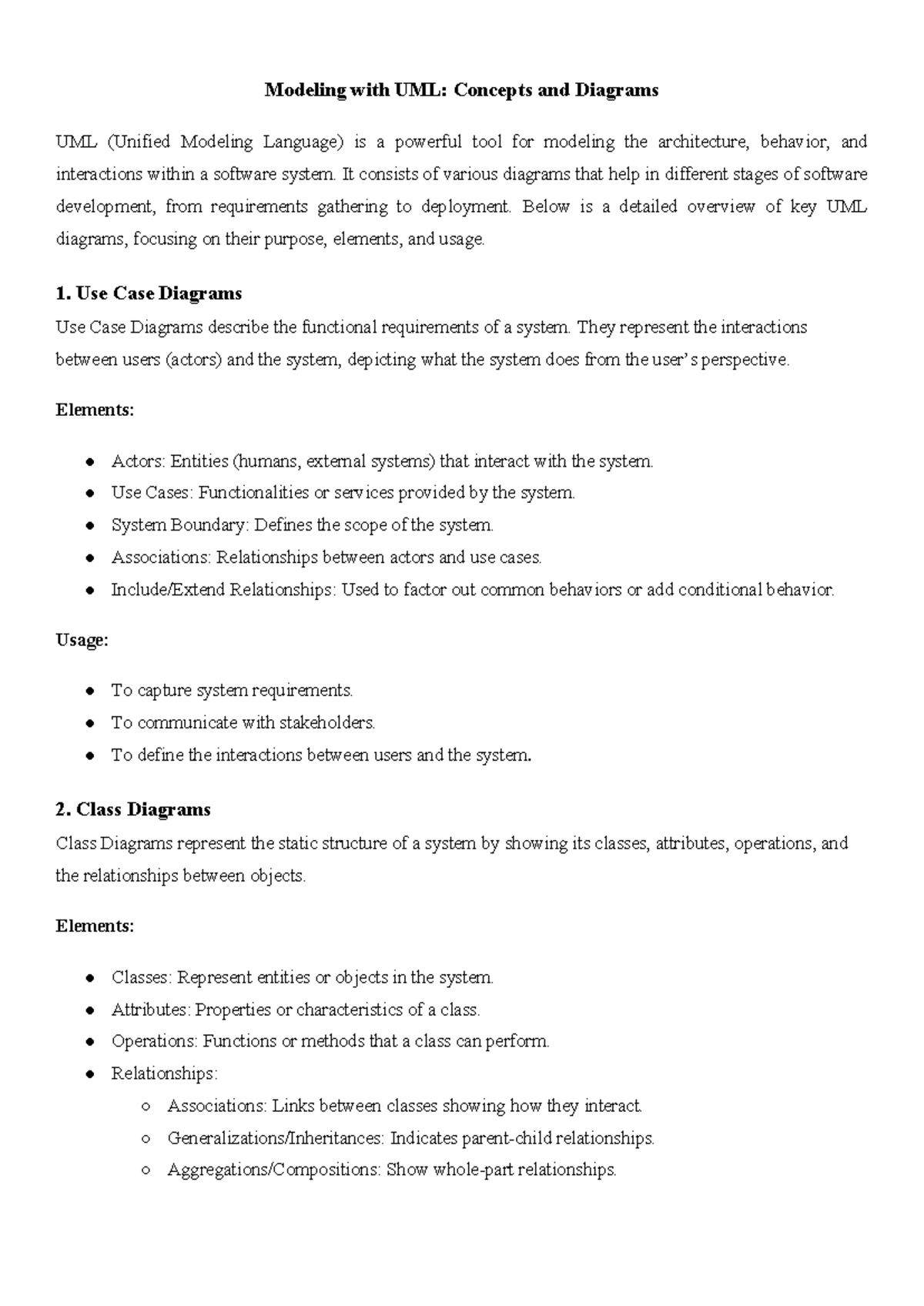 Module 3: UML Concepts and Diagram Overview for Software Modeling - Studocu