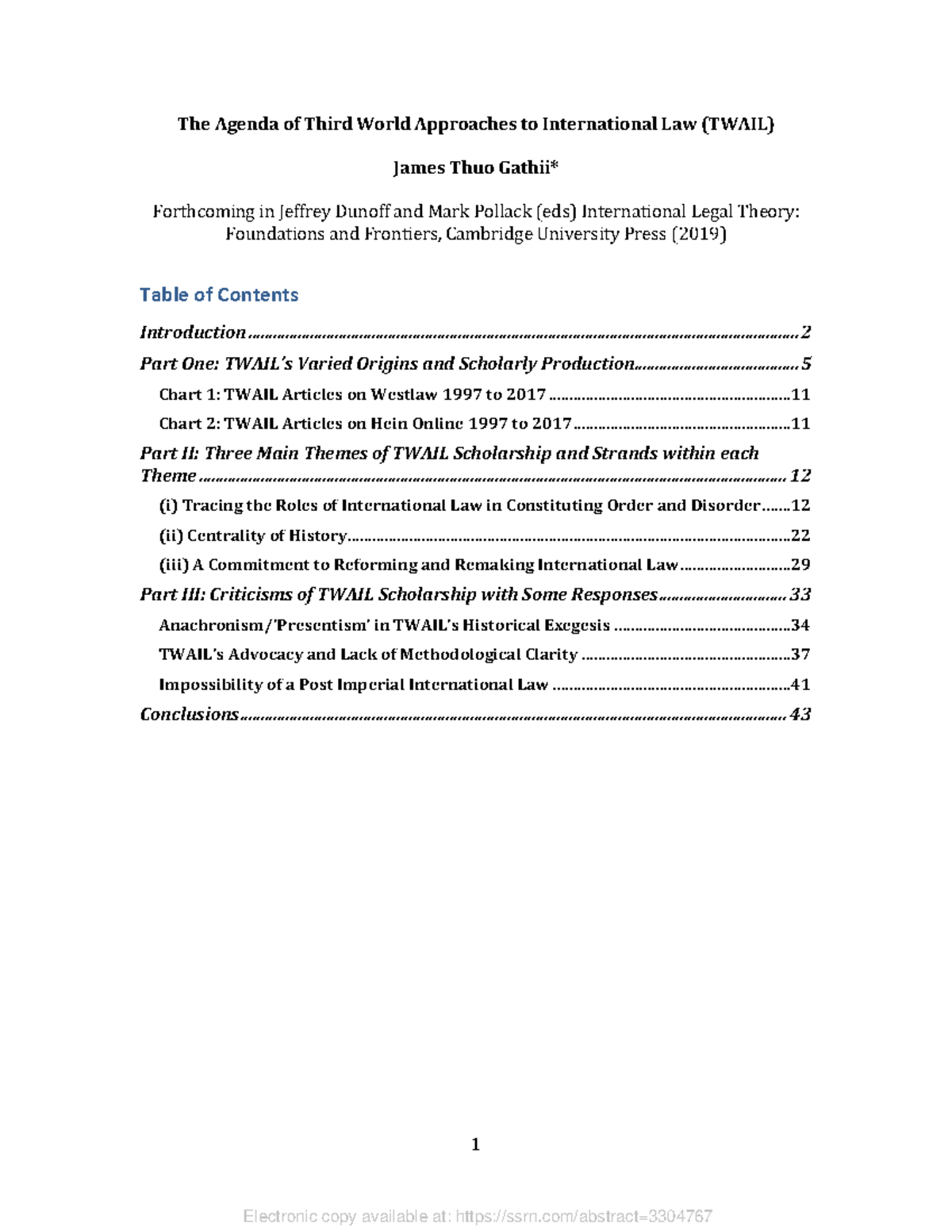 TWAIL and Its Intellectual Agenda: Insights from Gathii's Study - Studocu