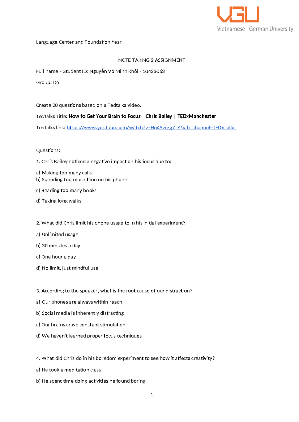 Note-Taking Assignment - Nguyễn Võ Minh Khôi - 104230363 - NOTE-TAKING ...