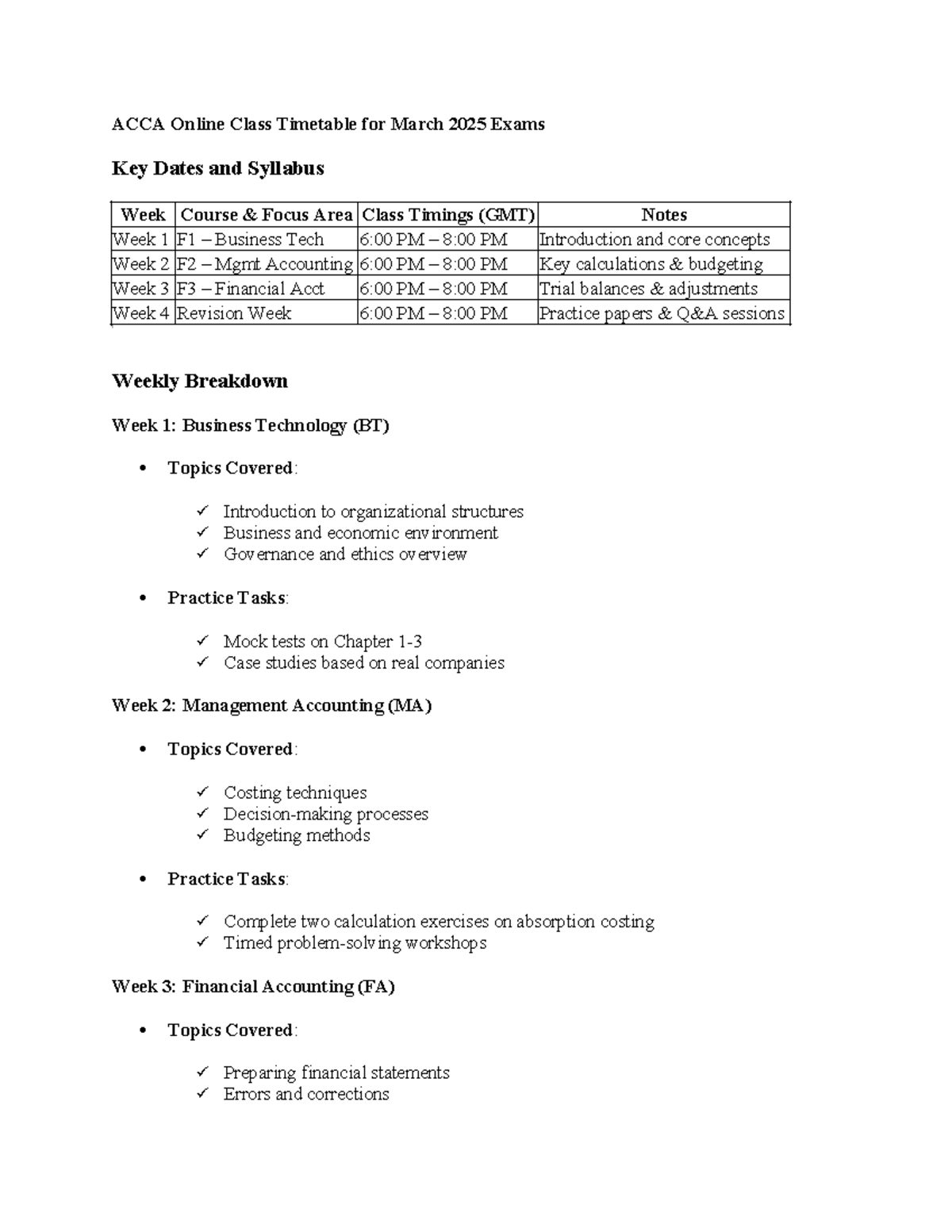 New Microsoft Office Word Document - ACCA Online Class Timetable for ...
