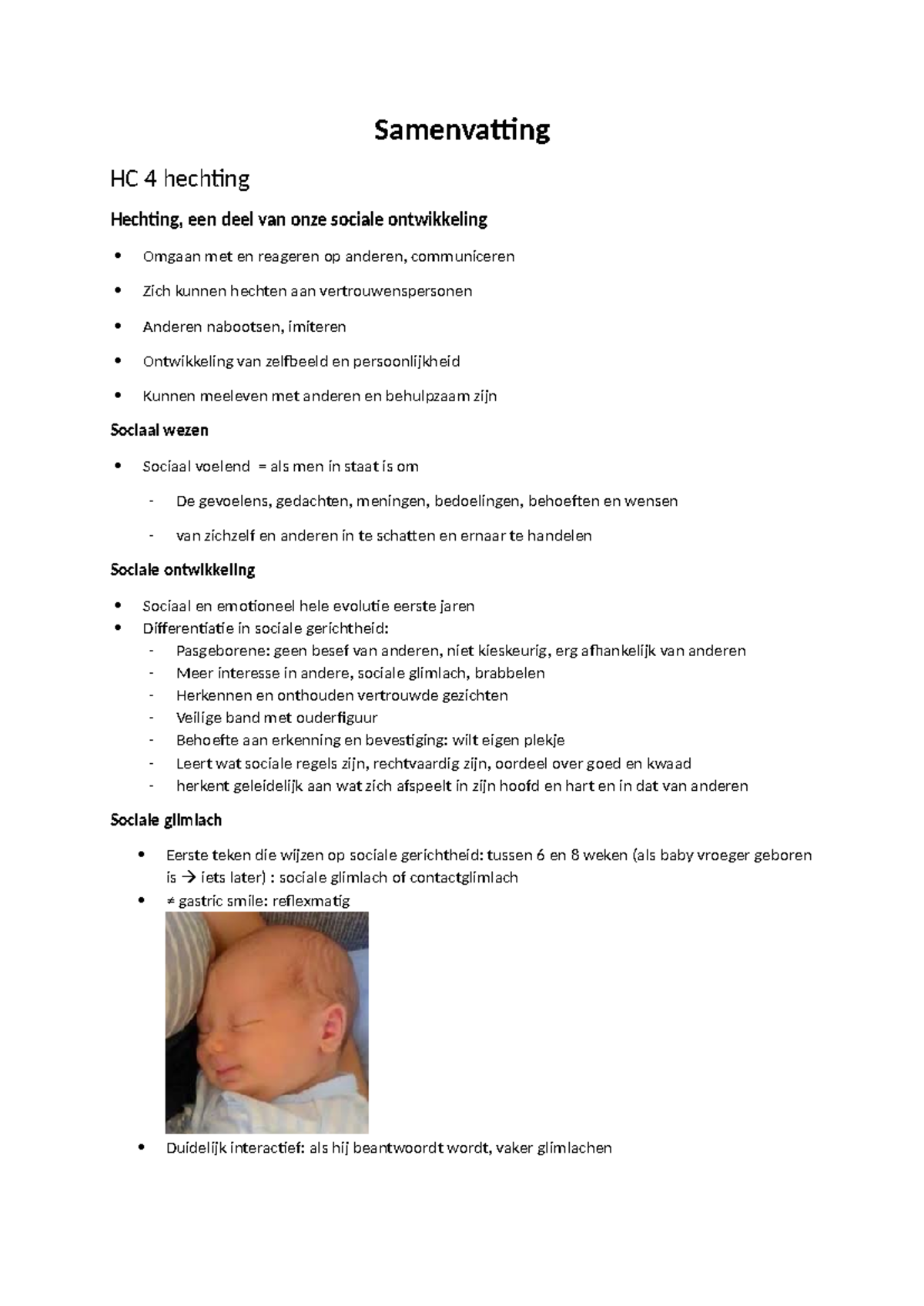 Samenvatting HC 4: Hechting en Sociale Ontwikkeling van Kinderen - Studocu