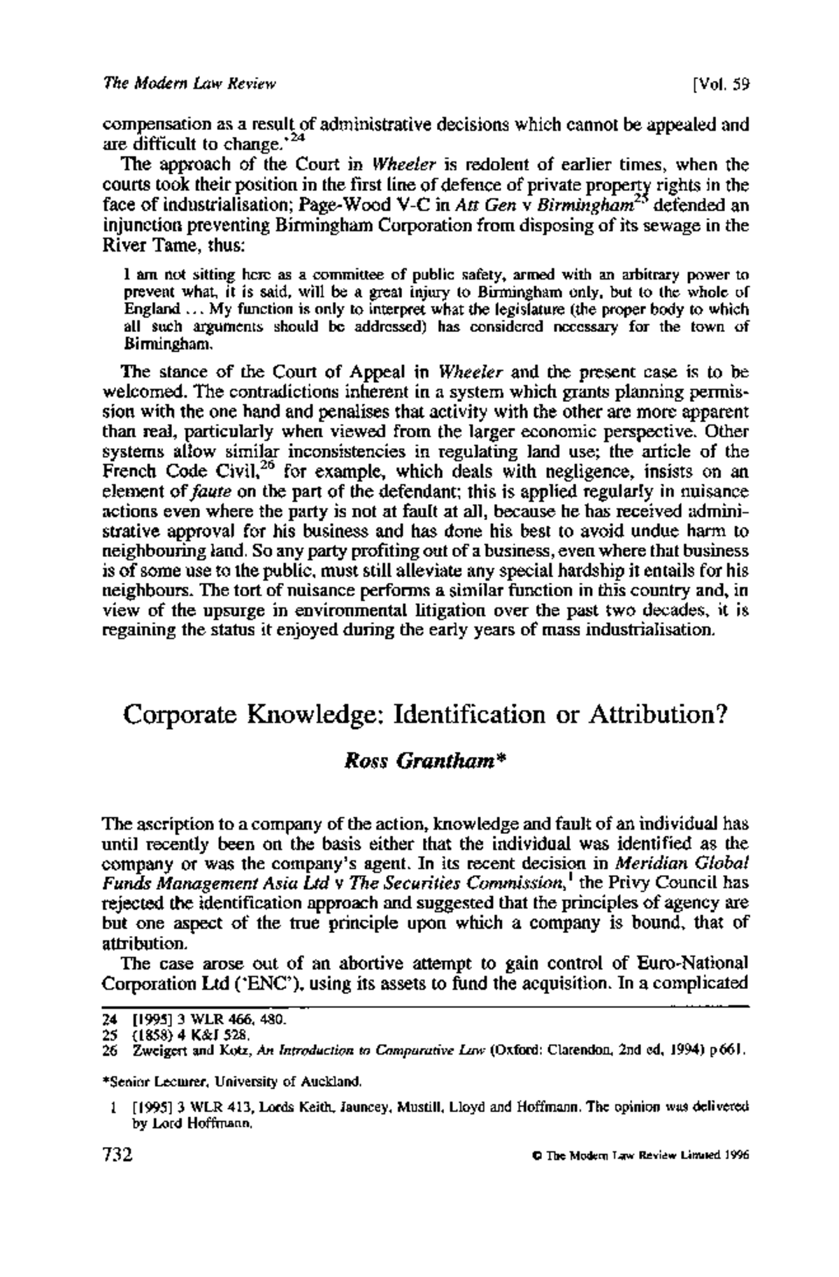 Laws of attribution in company law - The Modern Law Review [Vol. 59 ...