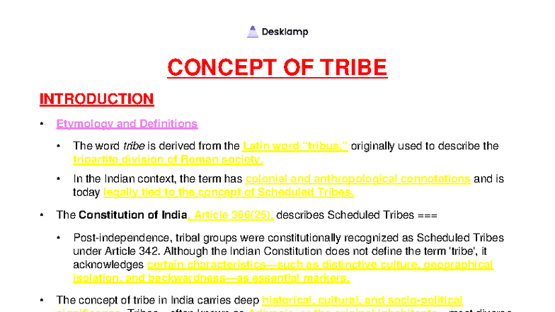 Tribe Concept in India: Historical, Cultural, and Social Perspectives ...