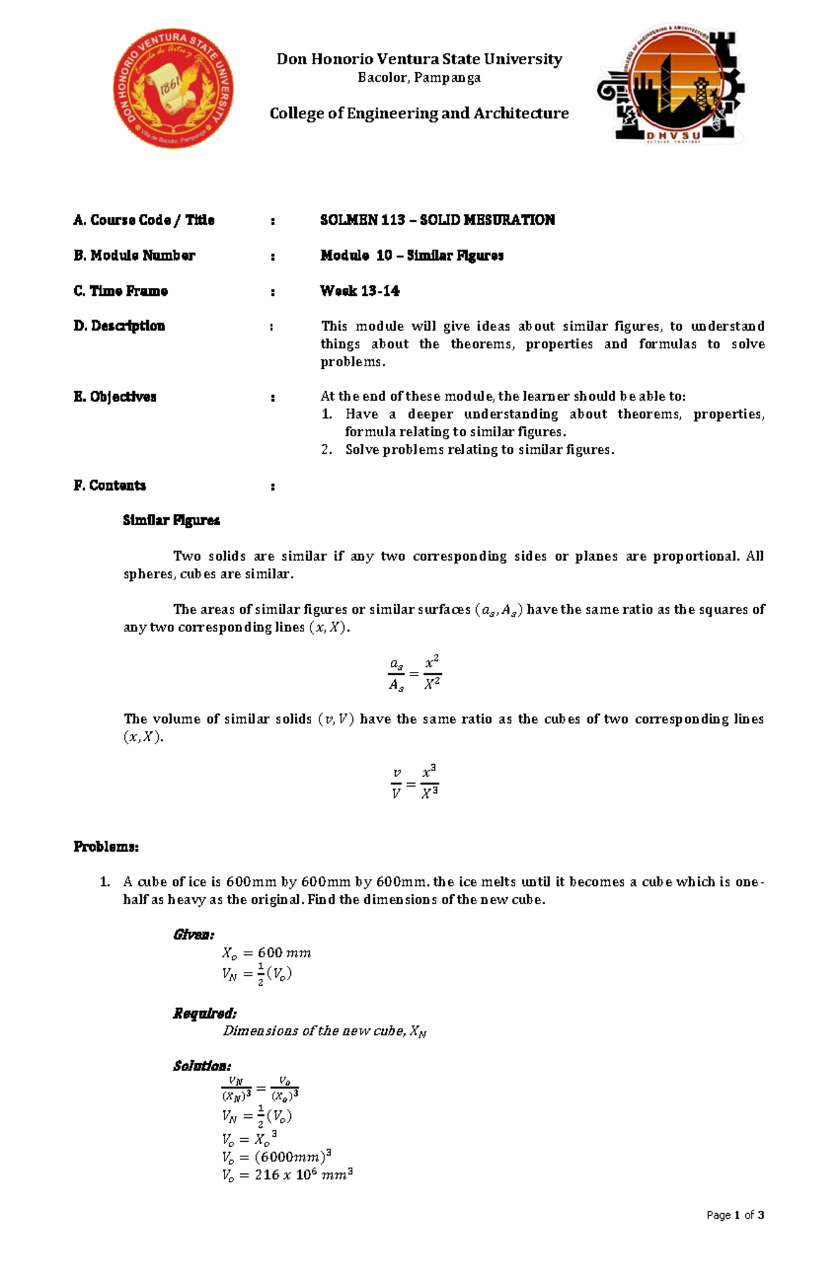 SOLMEN 113 Module 10: Understanding Similar Figures Concepts - Studocu