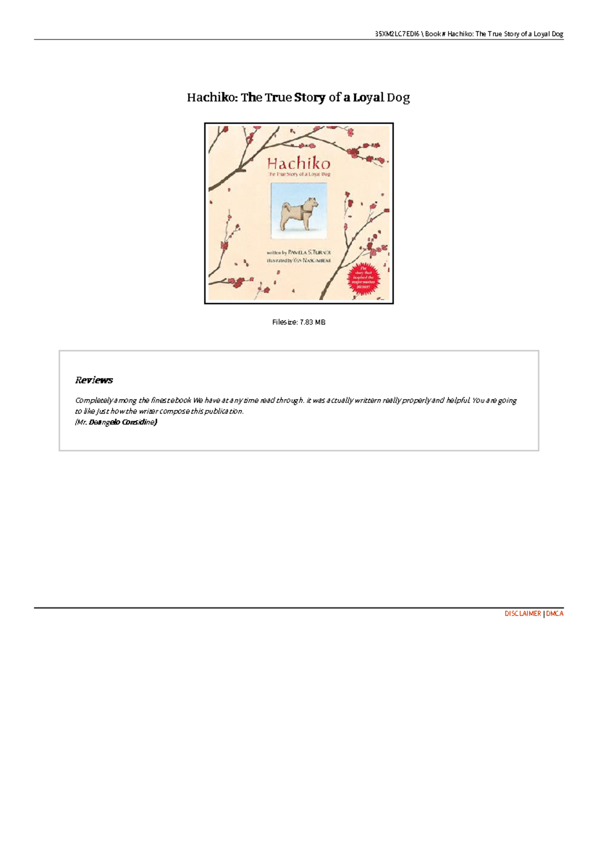 35XM2LC7EDI6 Hachiko The True Story of a - 35XM2LC7EDI6 \ Book ...