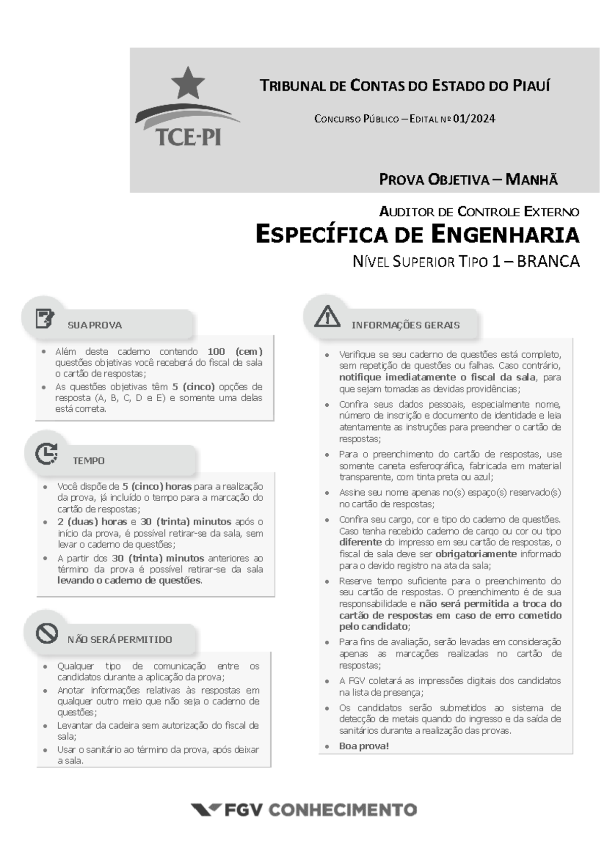 2025 - FGV - TCE-PI - Prova Objetiva - Auditor de Controle Externo ...