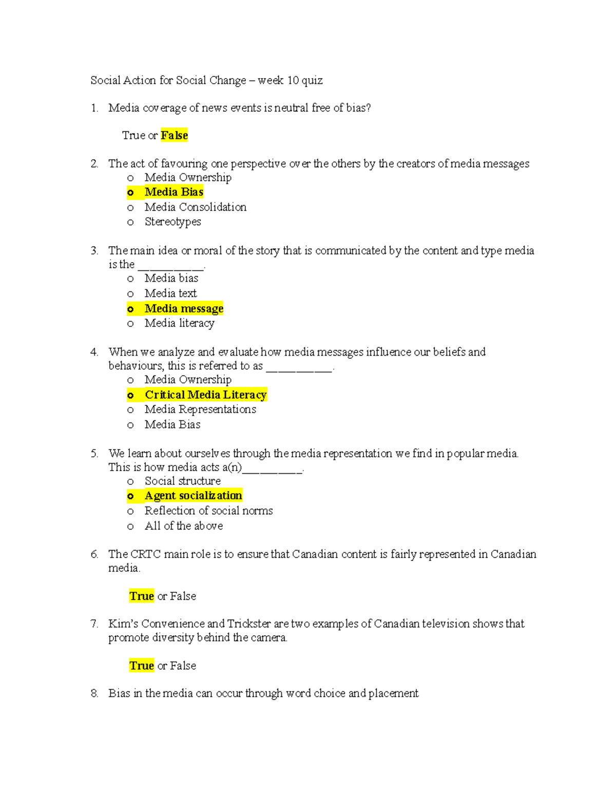 GNED 500 WEEK 10 QUIZ - Social Action for Social Change Q&A - Studocu