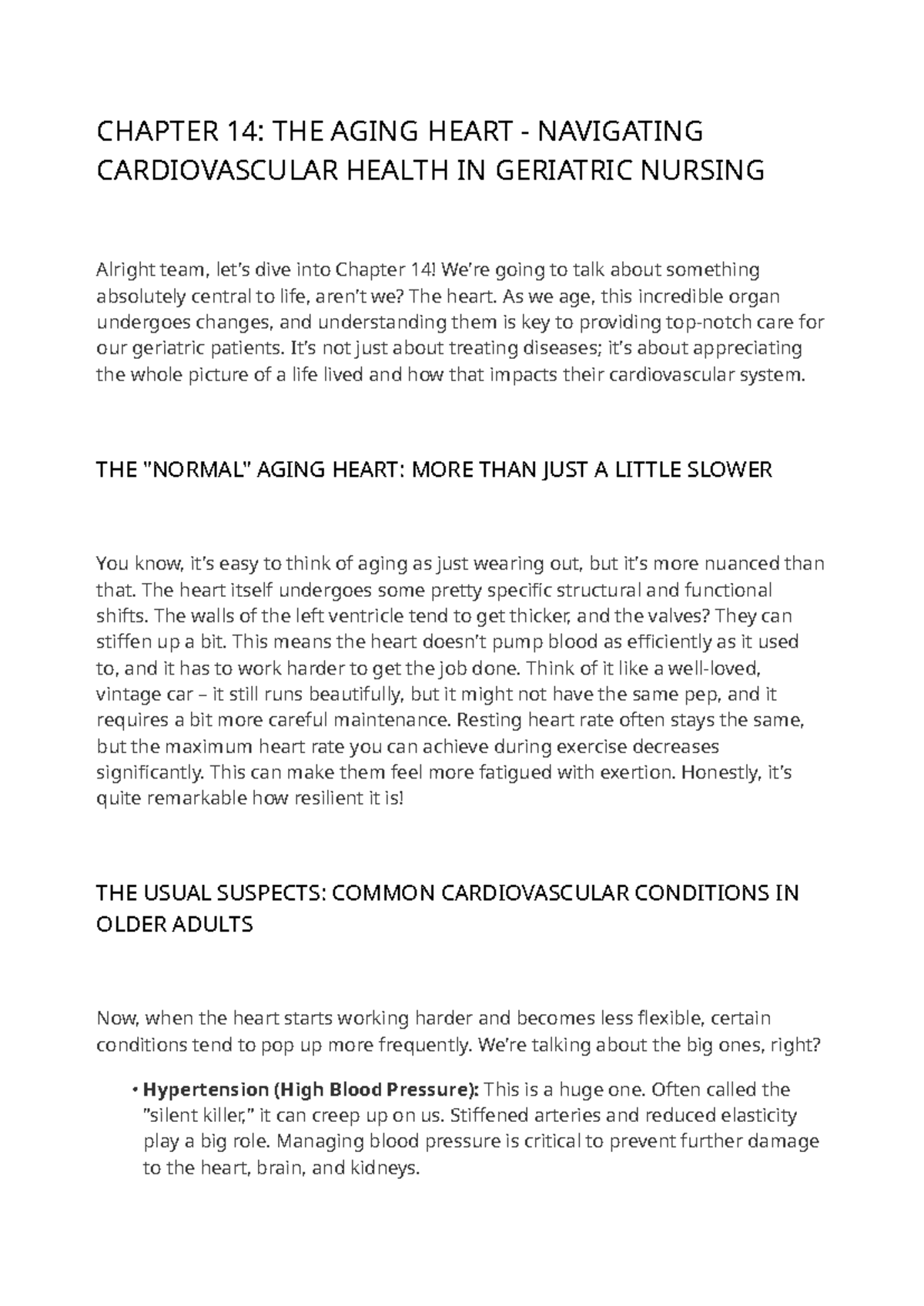 Geriatric Nursing Insights: Chapter 14 - The Aging Heart and ...