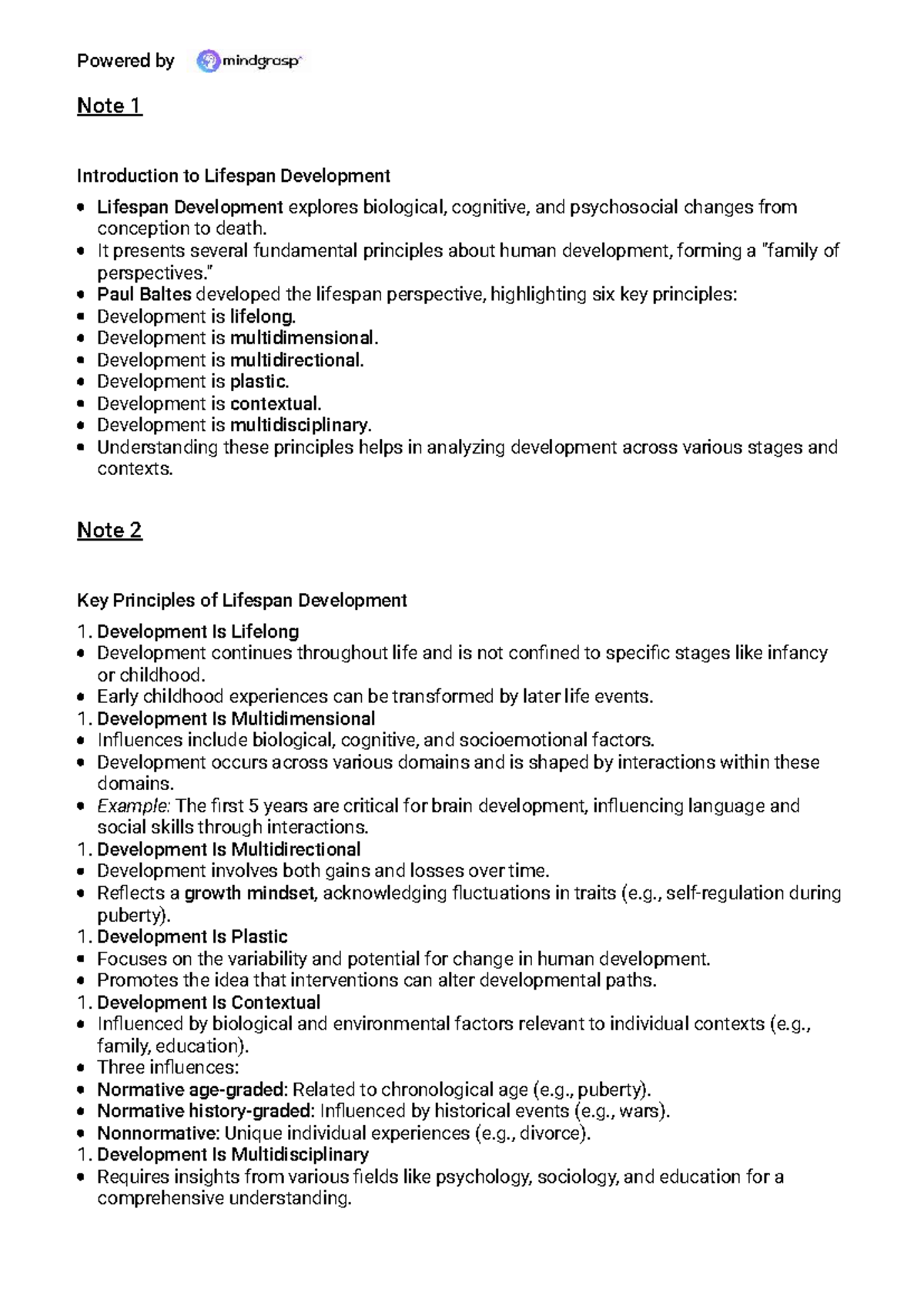 Smart Notes: Lifespan Development Overview and Key Concepts - Studocu