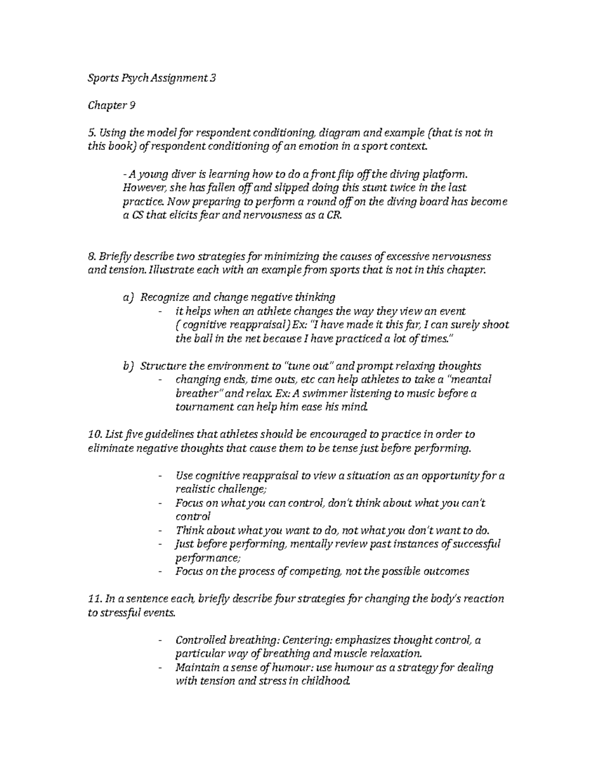 Sports Psych Assignment 3 done - Sports Psych Assignment 3 Chapter 9 ...