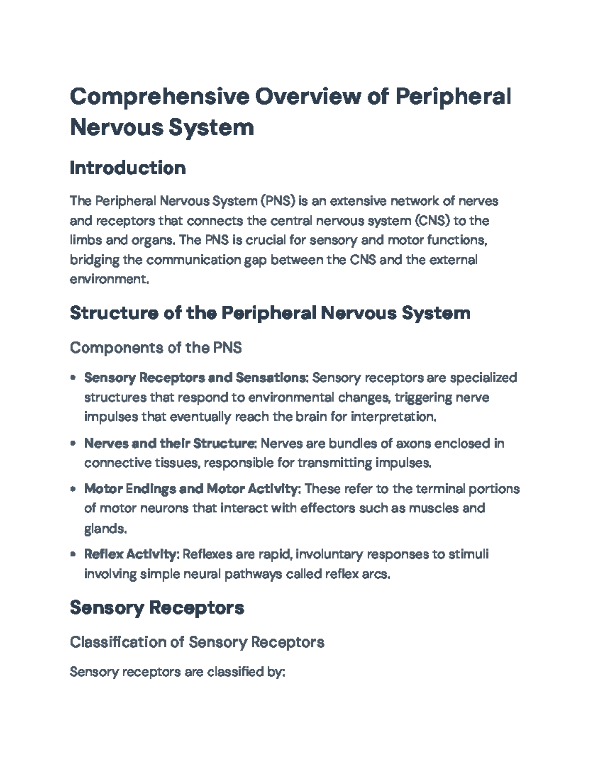 Peripheral Nervous System: Structure, Functions, and Reflex Activity - Comprehensive Overview of ...