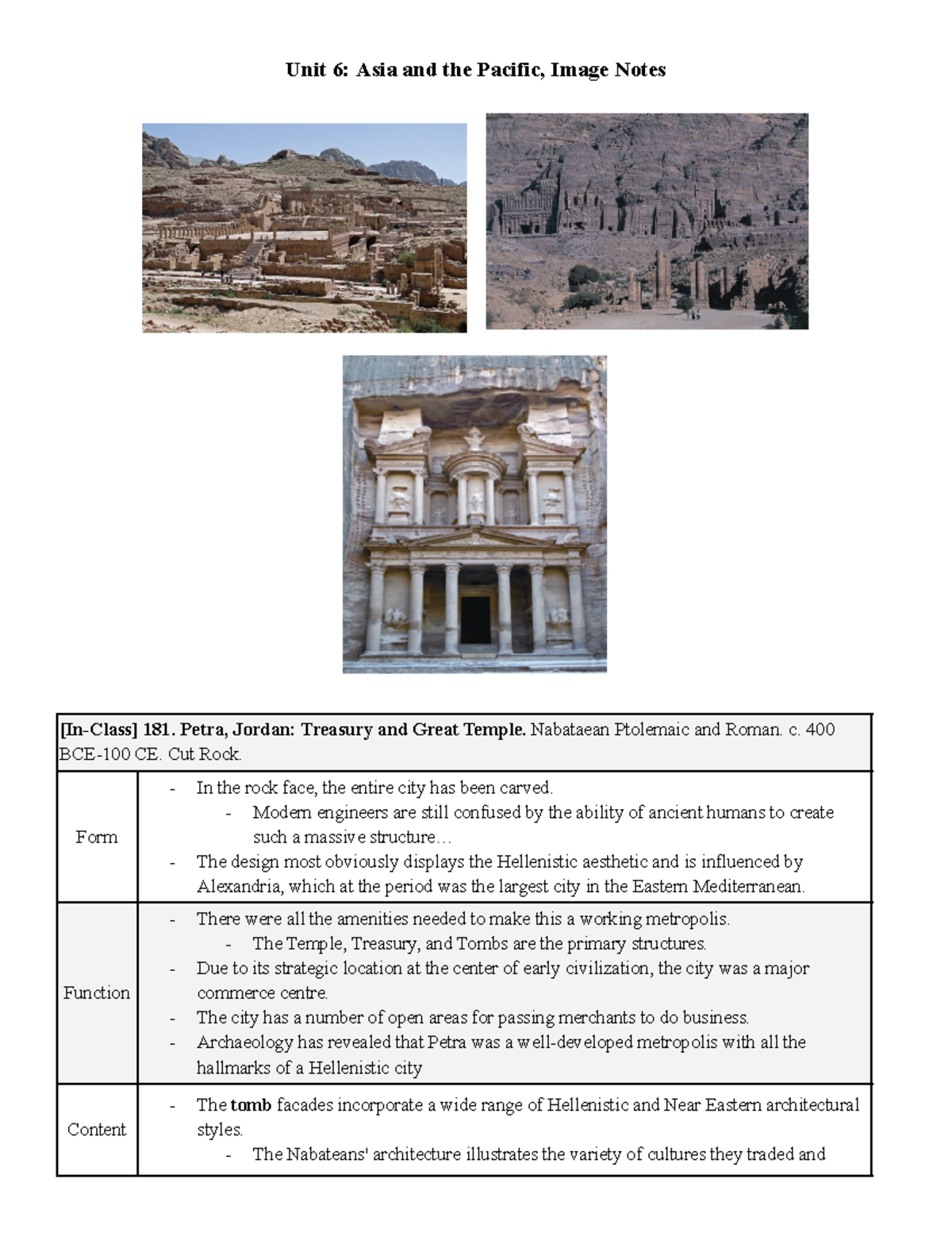 6.0 Asia and the Pacific, Image Notes - [In-Class] 181. Petra, Jordan ...