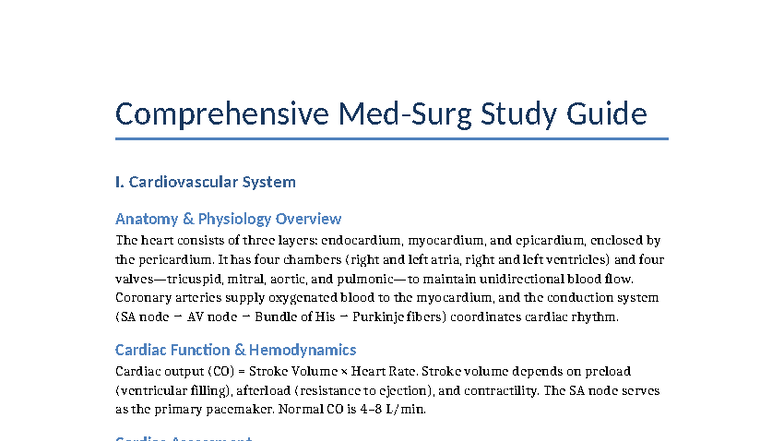 Med Surg Study Guide: Cardiovascular & Respiratory Systems Overview ...