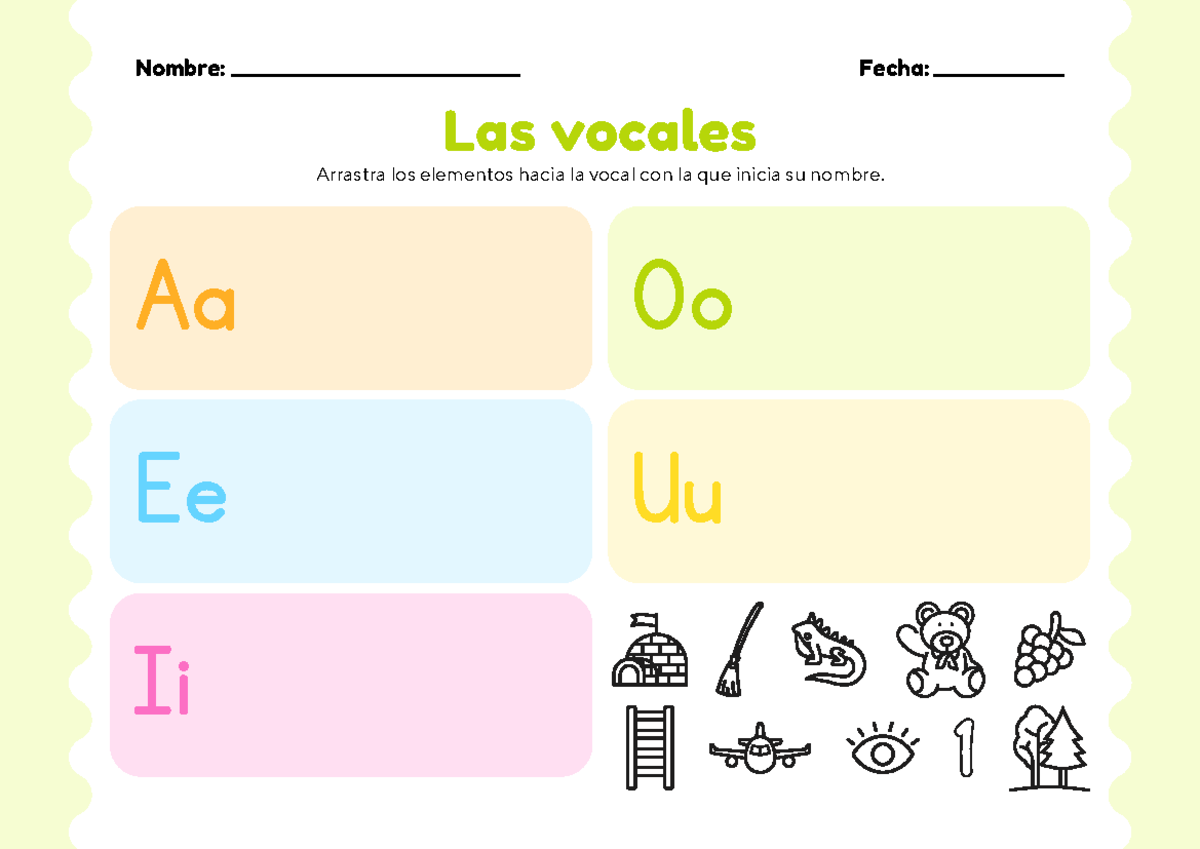 Hoja de Trabajo Digital Las Vocales Ilustrado Colorido - Trastornos del ...