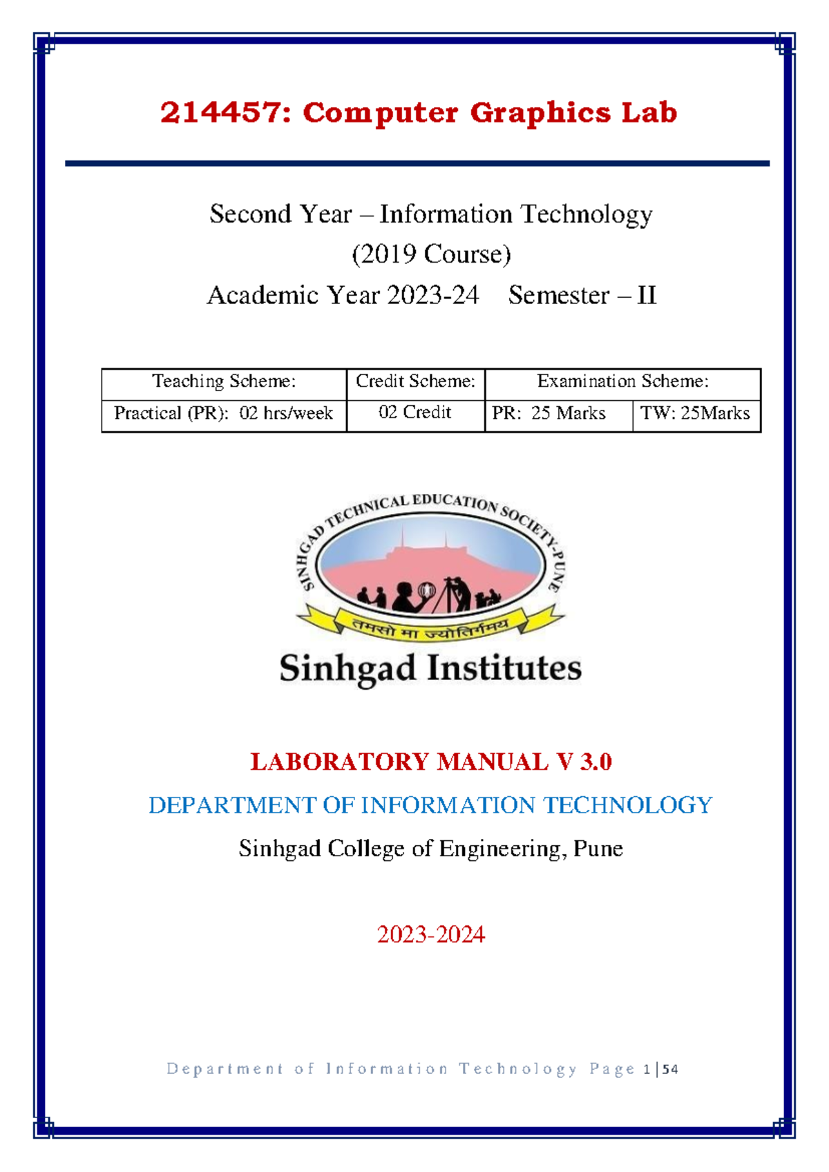 214457: Computer Graphics Lab Manual for Second Year IT Students - Studocu