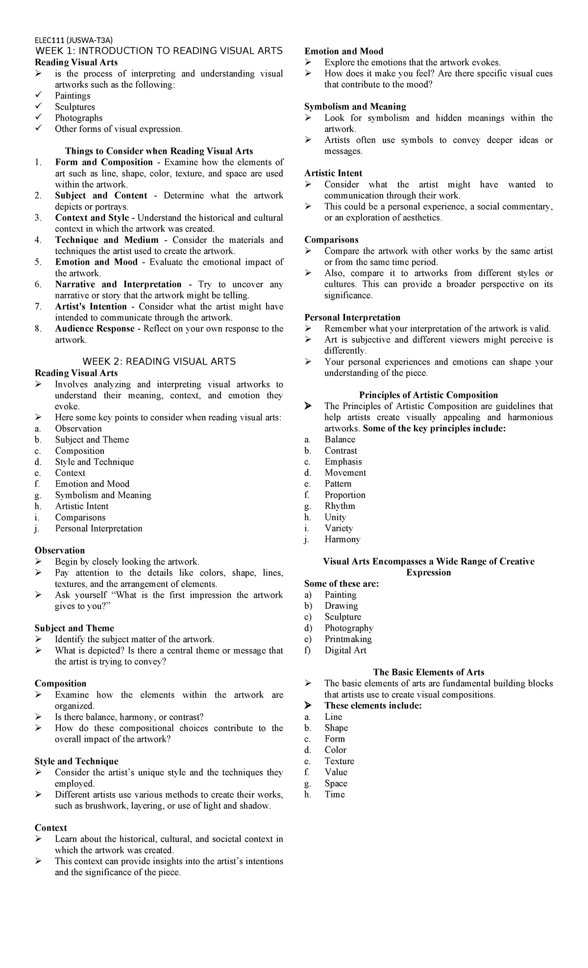 ELEC111 Midterm Reviewer on Visual Arts: Sculpture & Architecture - Studocu