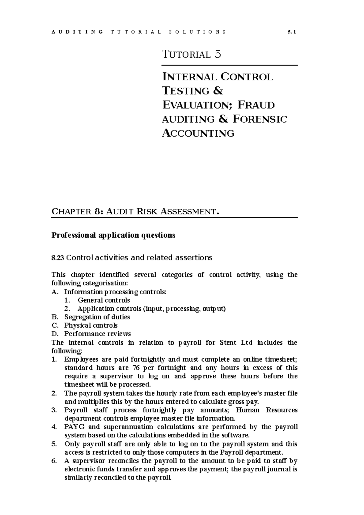 Sol Tut 5 - This is the ACCT346 Solution Tutorial 5 2022 - TUTORIAL 5 ...