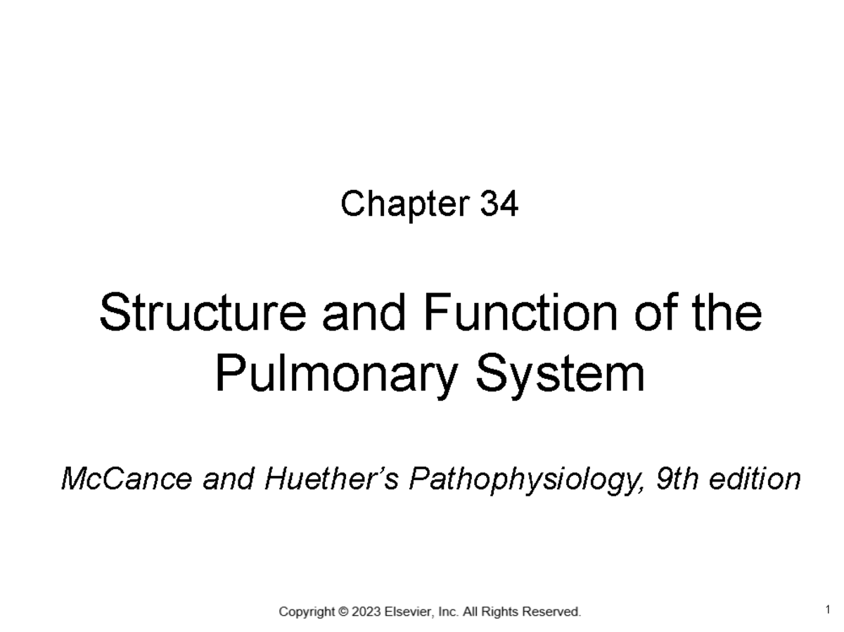 Chapter 34: Structure & Function of the Pulmonary System ...