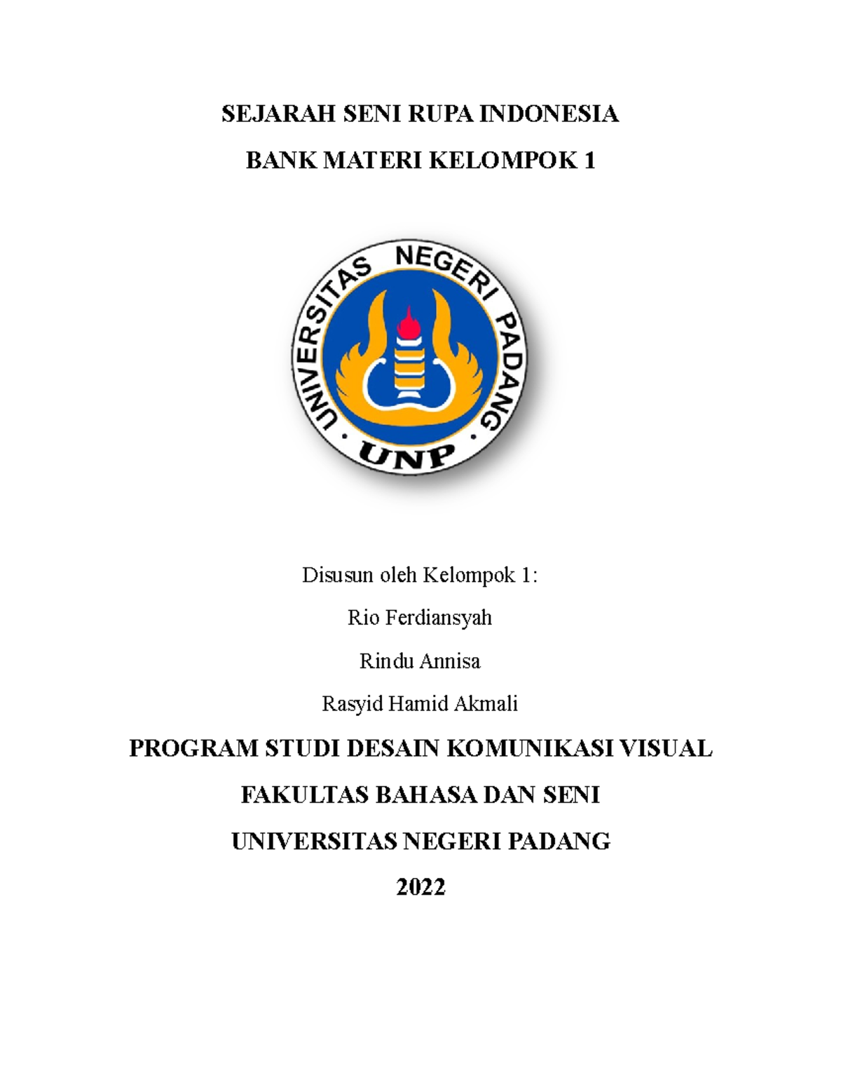 Bank Materi Sejarah Seni Rupa: Kelompok 1 DKV UNP 2022 - Studocu