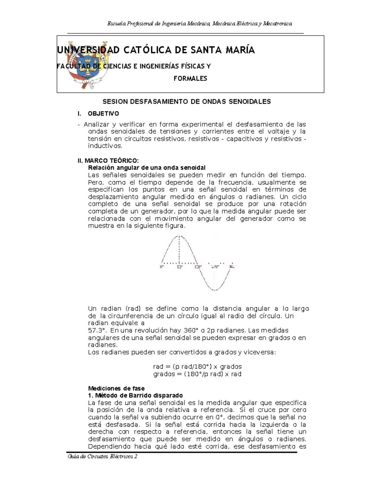 Guía de Desfasamiento en Circuitos Eléctricos II - Studocu