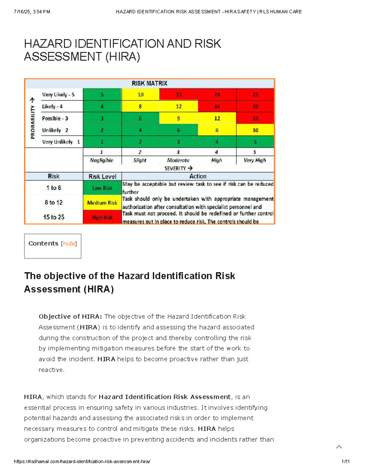 HIRA Safety RLS: Comprehensive Hazard Identification & Risk Assessment ...