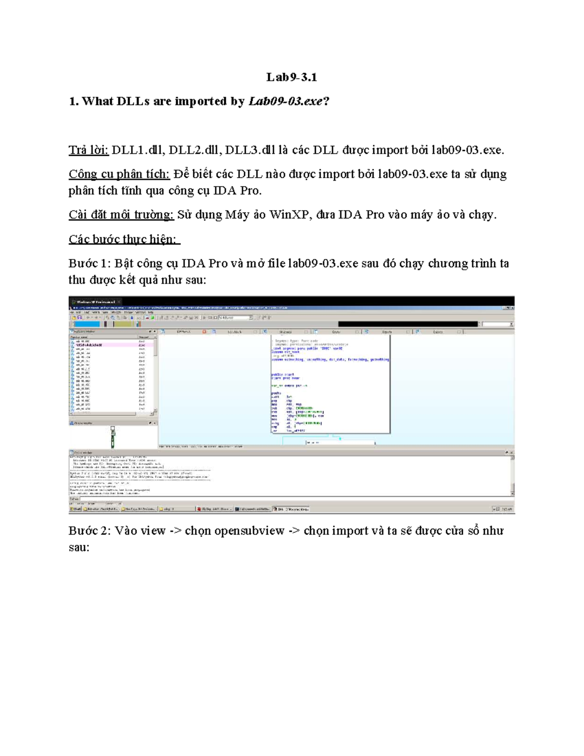Lab9 1-3: Phân Tích DLLs và Địa Chỉ Cơ Sở trong IDA Pro & OllyDbg - Studocu