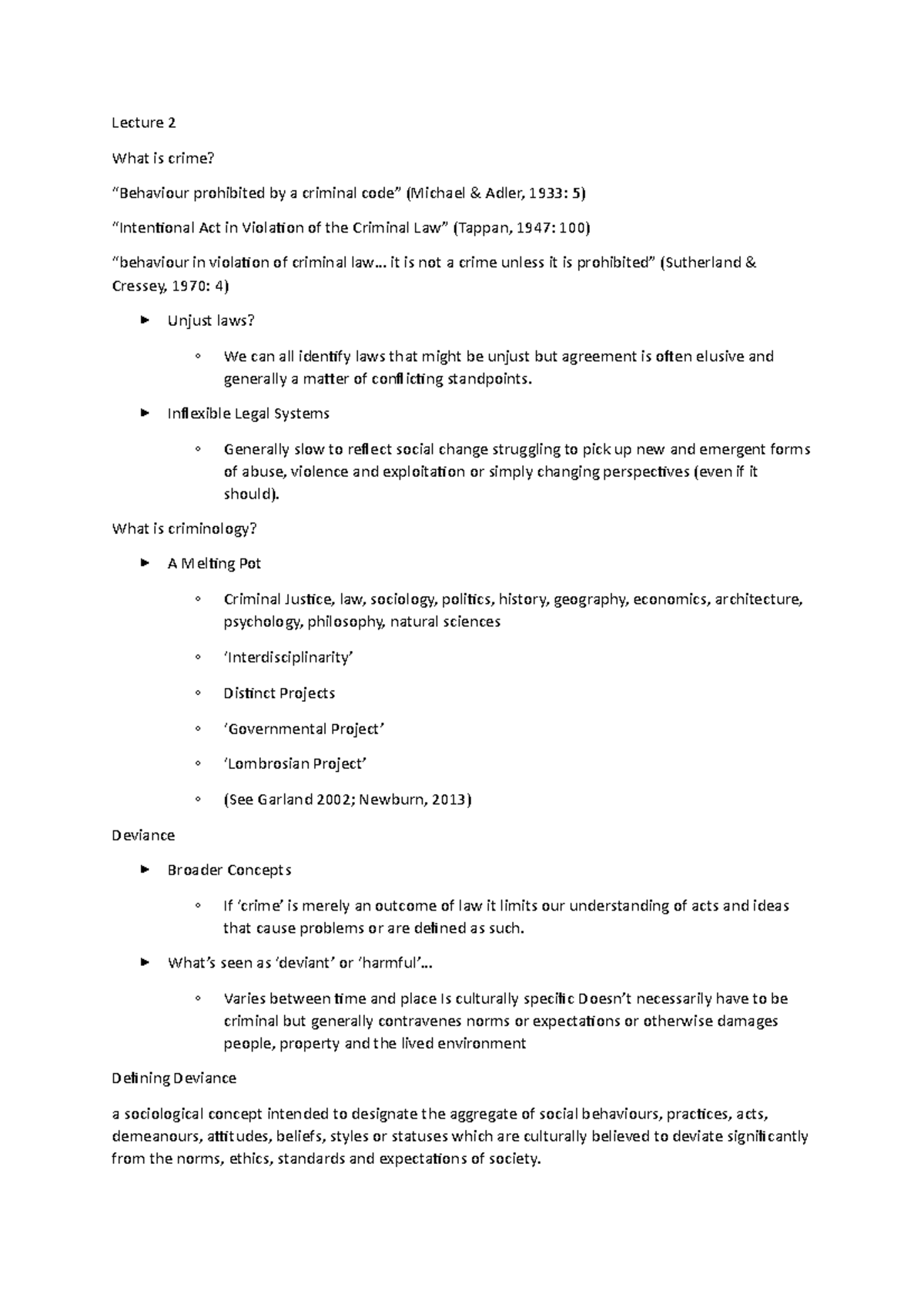 Lecture 2 - Understanding Crime, Deviance, and Harm in Criminology ...