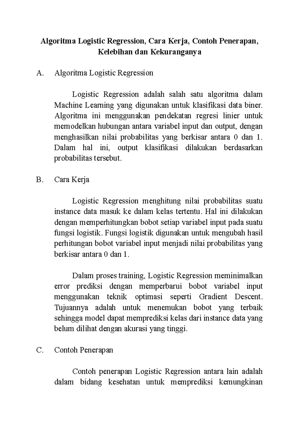 Algoritma Logistic Regression: Cara Kerja, Penerapan, Kelebihan ...