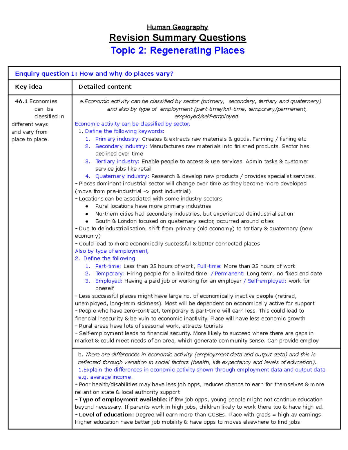Regeneration Summary Questions Revision (GEOG 101) - Studocu