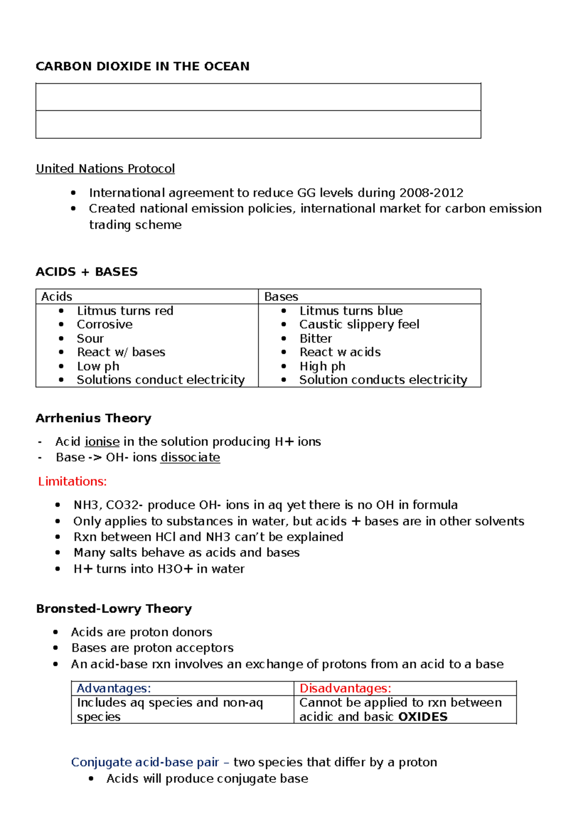 Acids, Bases, and Buffers: Key Concepts and Reactions (CHEM 101) - Studocu