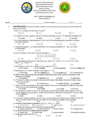 Summative Test in TLE - Republic of the Philippines Department of ...