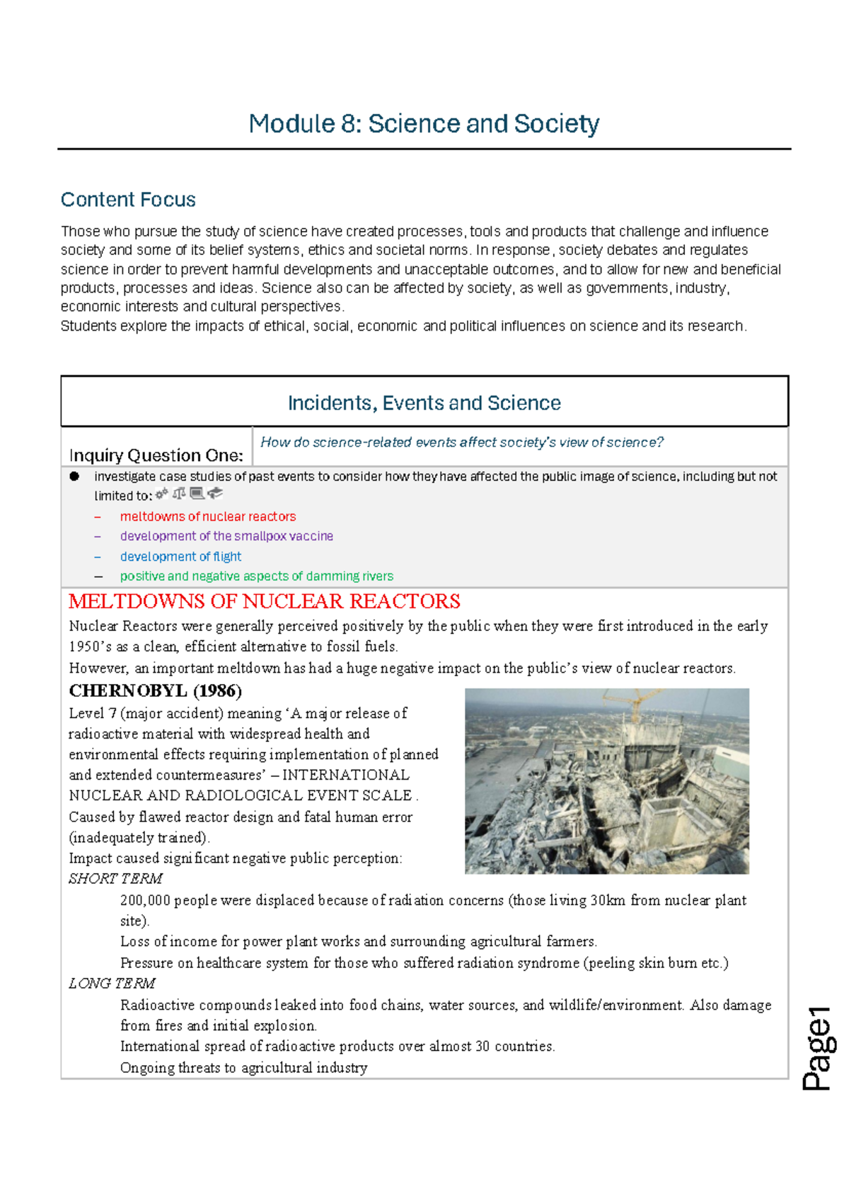 Investigating Science Notes - Module 8: Science and Society Insights ...