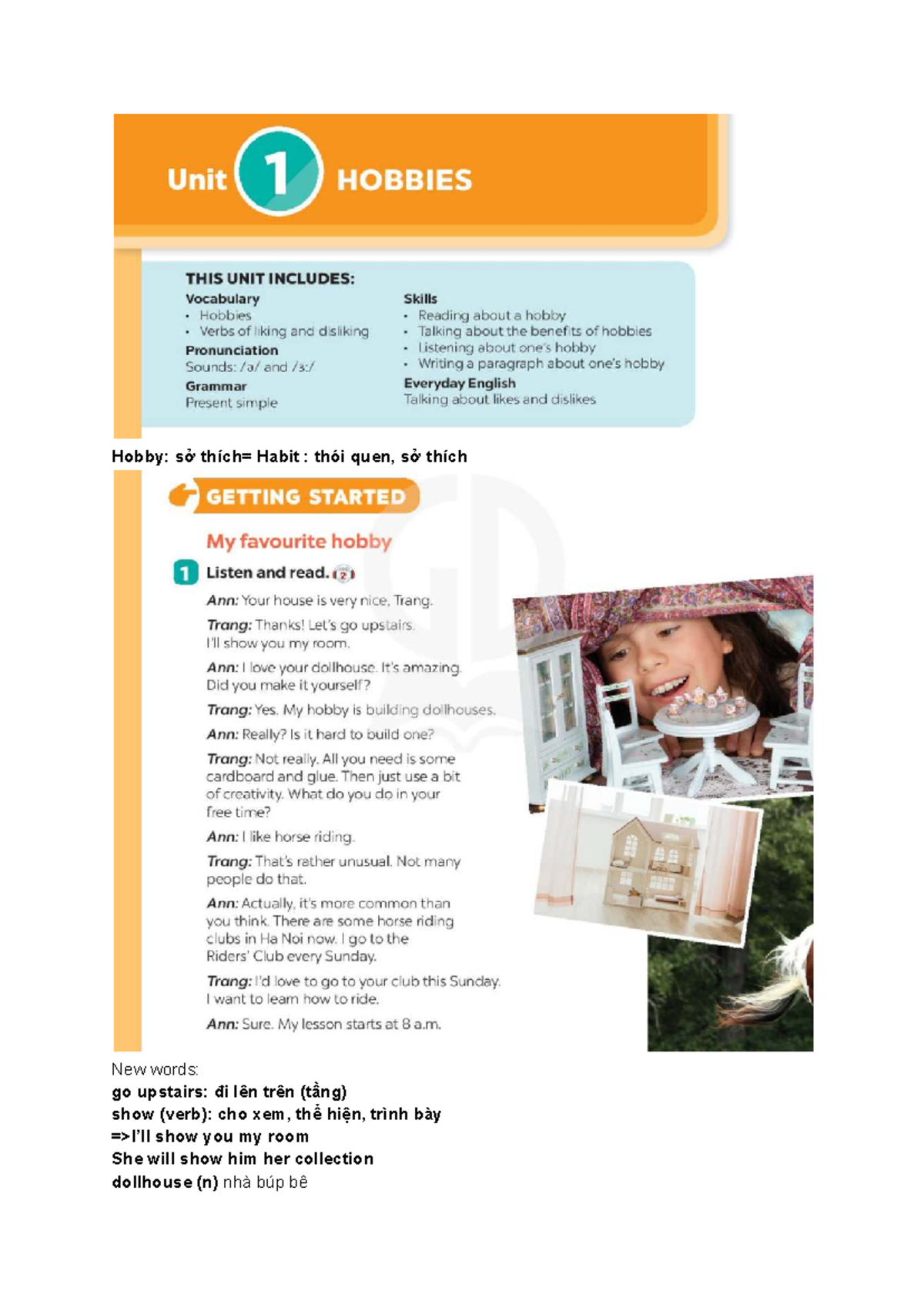 Hobby and Habit Vocabulary Notes: English Learning Guide - Studocu