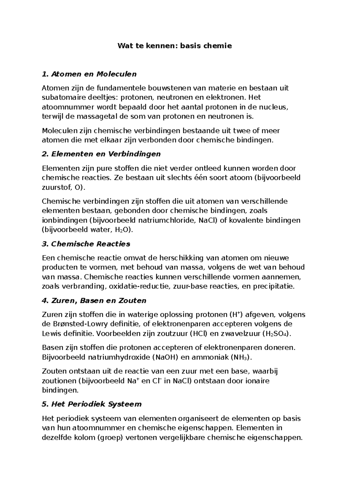 Wat te kennen basic chemistry - Wat te kennen: basis chemie Atomen en ...
