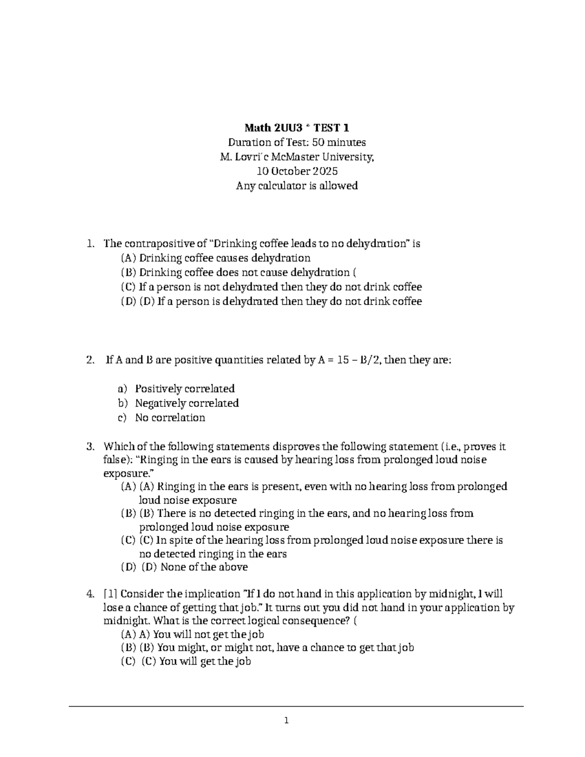 Math 2UU3 Test 1 Questions and Answers - Fall 2025 - Studocu