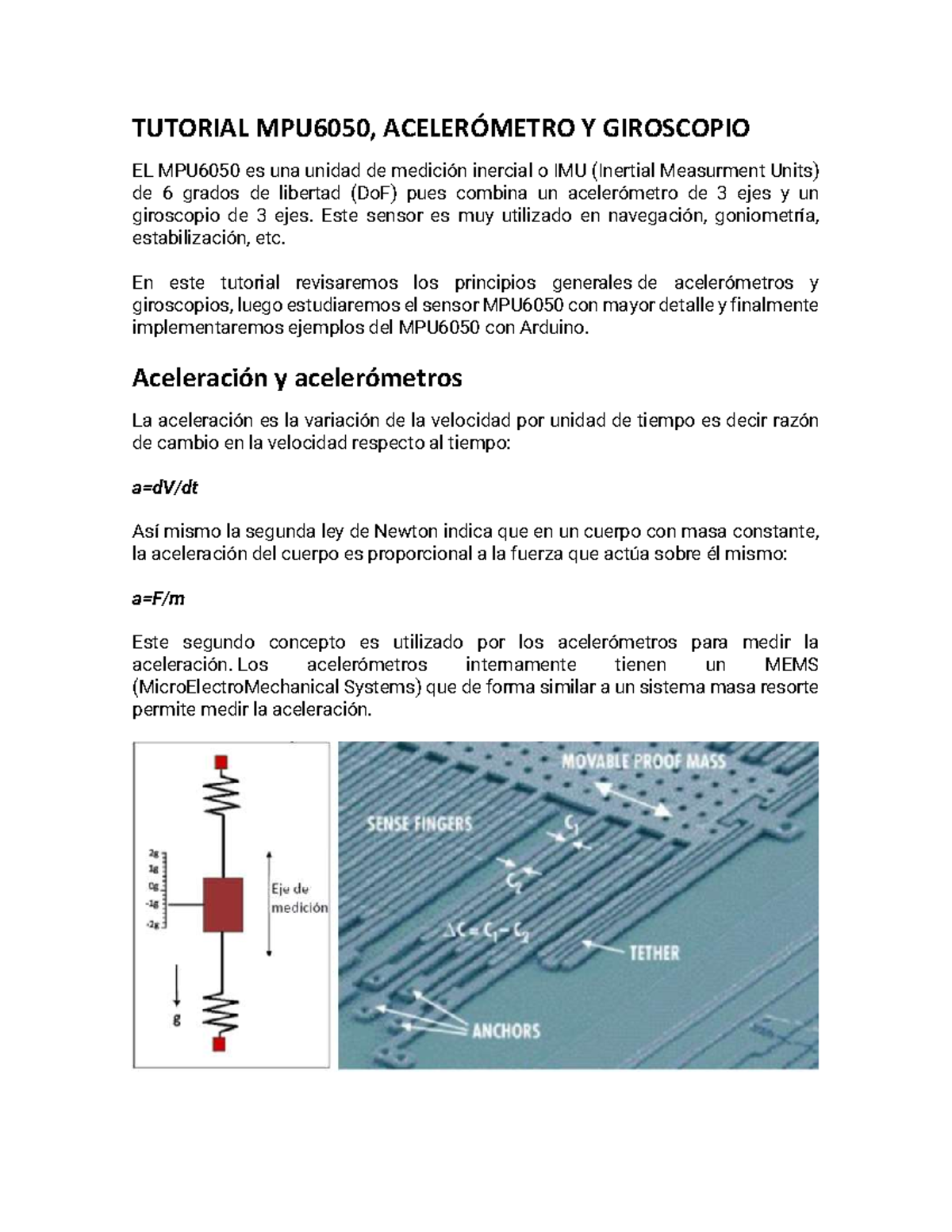 MPU6050 - TUTORIAL DE APLICACIONES Y CALIBRACIÓN - Studocu